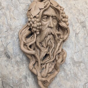 Nature Garden Greenman Grape Harvest Sculptural Wall Relief Bust 13.75 ...