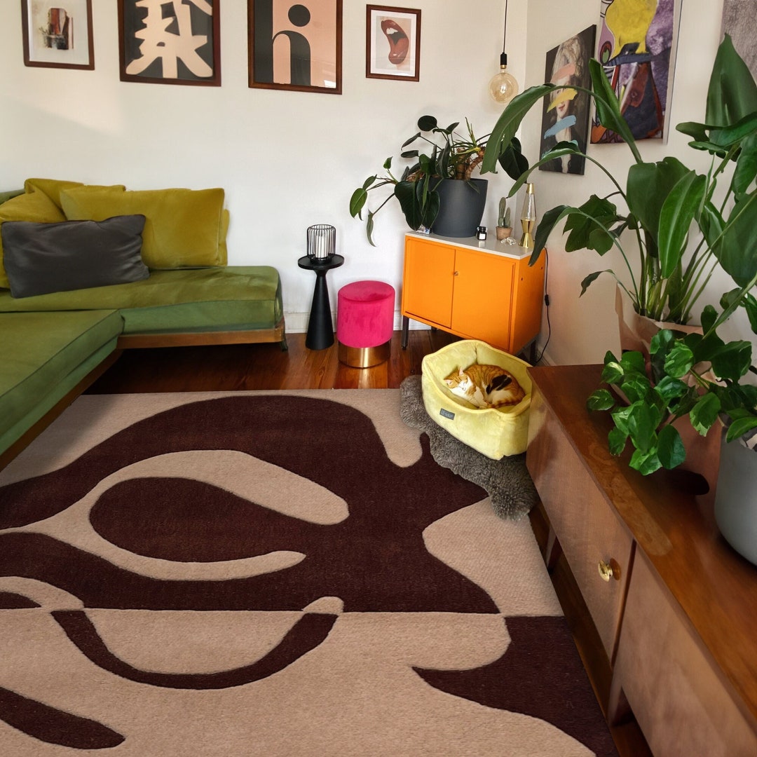 Organic Fusion Hand Tufted Wool Rug, Unique Earthy Abstract Modern Area ...