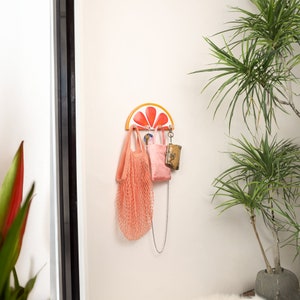 Hand Painted Ceramic Blood Orange Slice Key Holder, Unique Wall Storage ...
