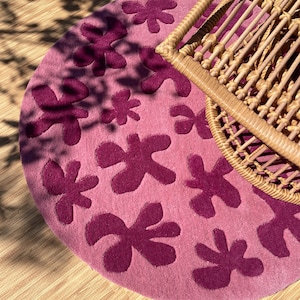 Blossom Round Hand Tufted Rug, Pretty Flower Circle Wool Rug - Etsy