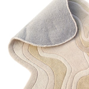 Rolling Tides Hand Tufted Irregular Rug, Wavy Wool Natural Area Rug - Etsy