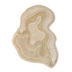 Rolling Tides Hand Tufted Irregular Rug, Wavy Wool Natural Area Rug - Etsy