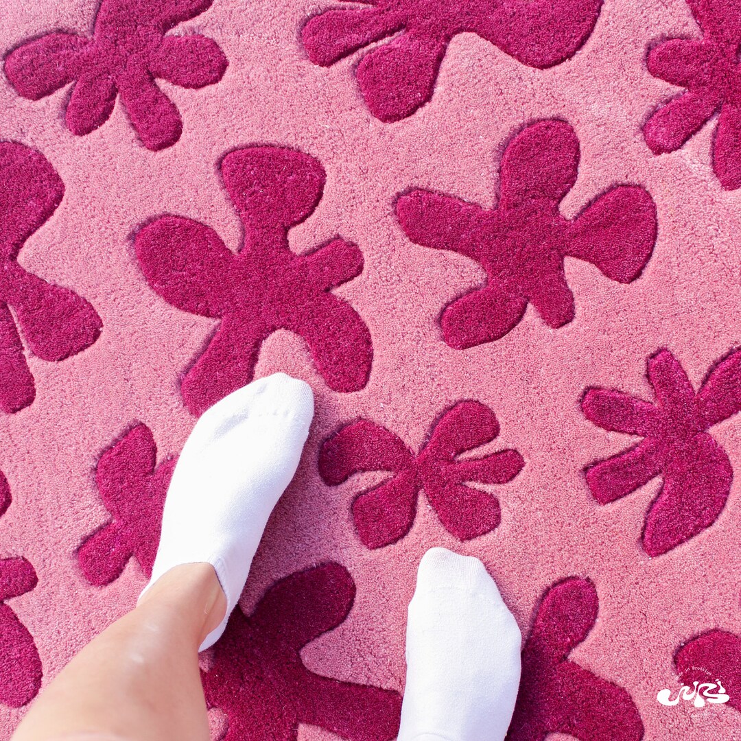 Blossom Round Hand Tufted Rug Pretty Flower Circle Wool Rug - Etsy