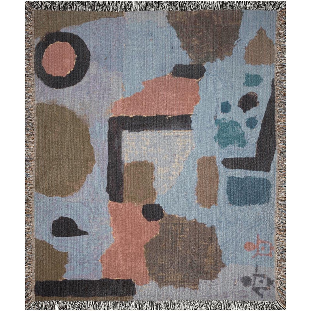 Paul Klee Blue Woven Throw Blanket, Cotton Abstract Blanket for Couch ...