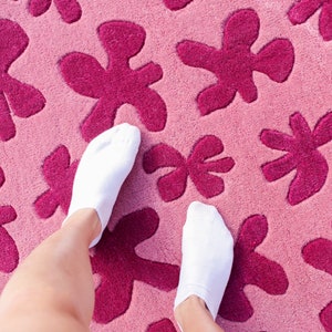 Blossom Round Hand Tufted Rug, Pretty Flower Circle Wool Rug - Etsy