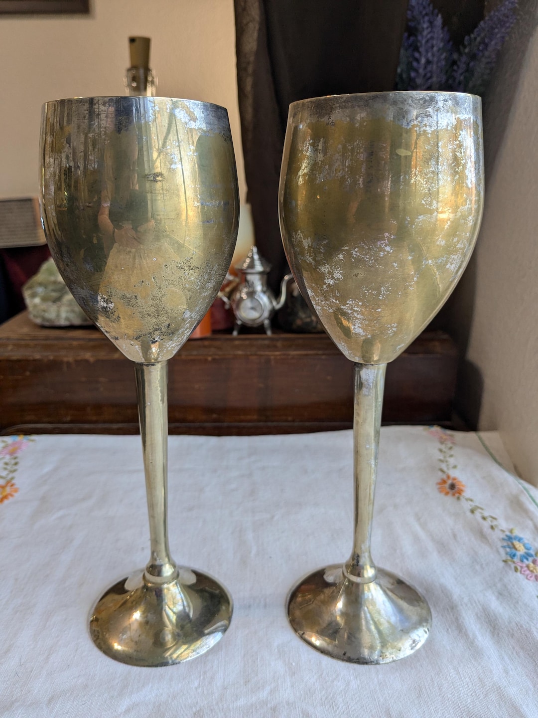Vintage Brass Goblets Set of Two Decor Cosplay Props Made in India ...