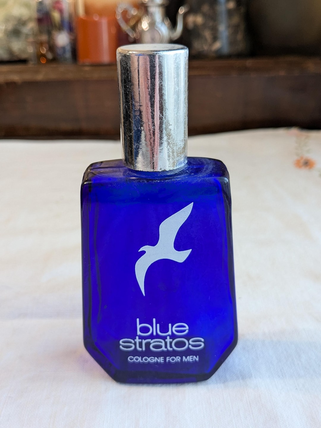 Vintage Cobalt Blue Glass Perfume Cologne Bottle Blue Stratos ...