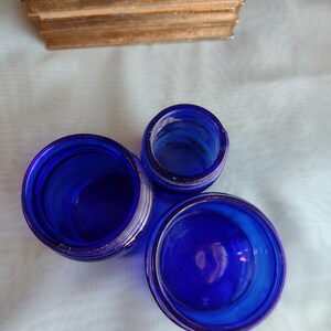 Vintage Cobalt Blue Glass Jars Vicks Noxzema Three Collectible Glass ...