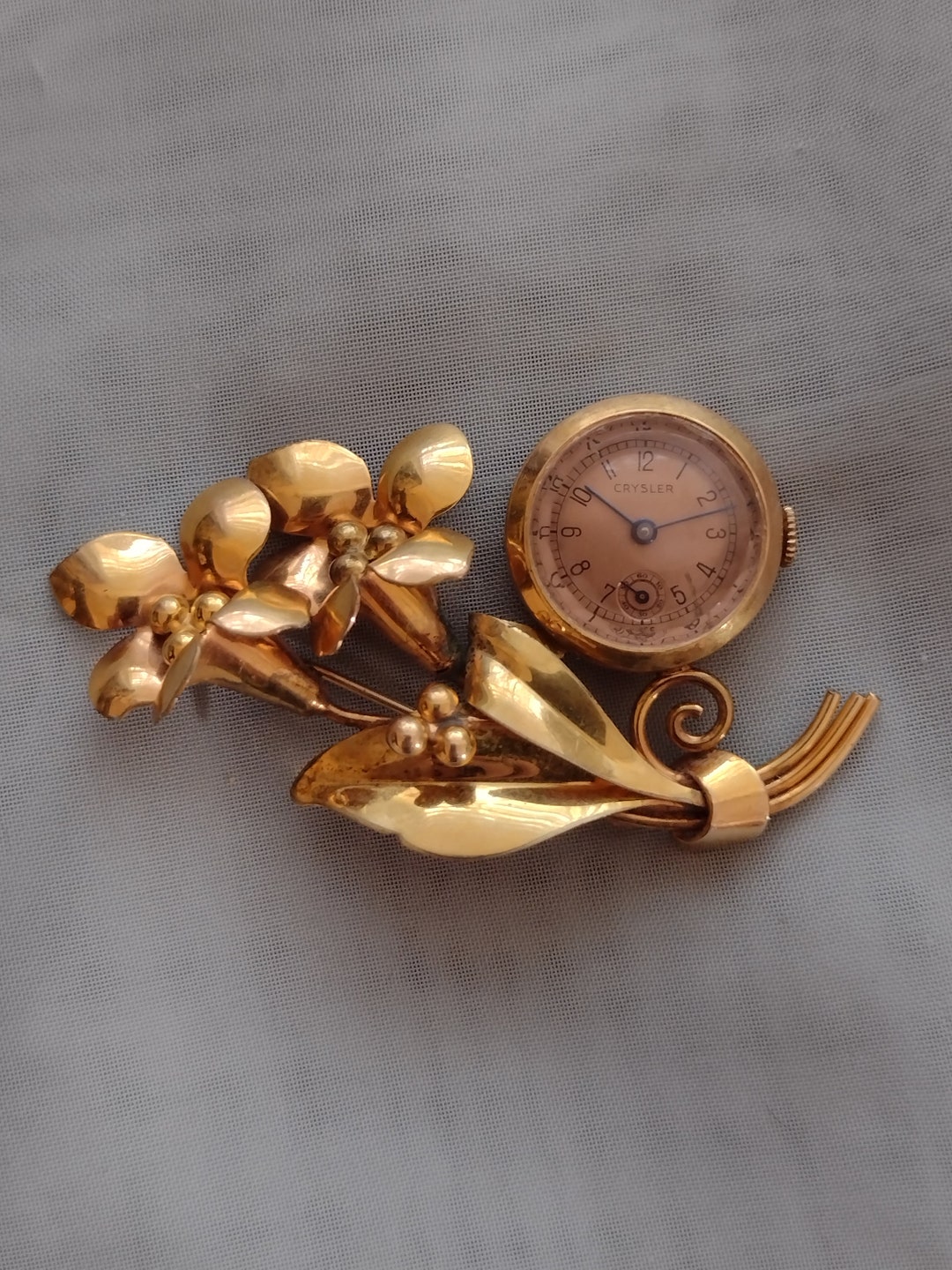 Gorgeous 12k Gold Filled Crysler Watch Brooch Pin Working - Etsy