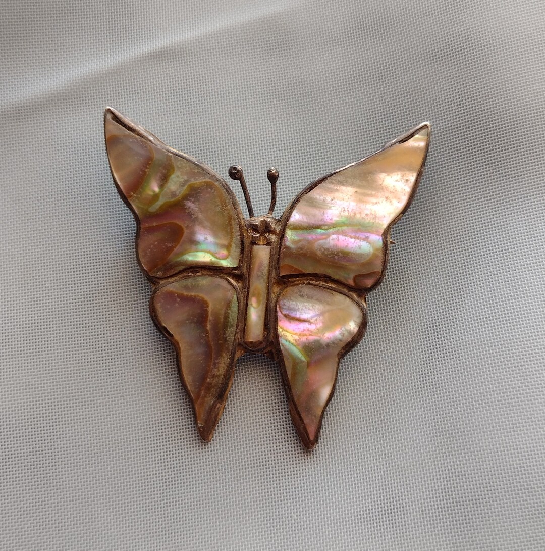 Vintage Sterling Silver and Abalone Shell Butterfly Brooch Pin - Etsy