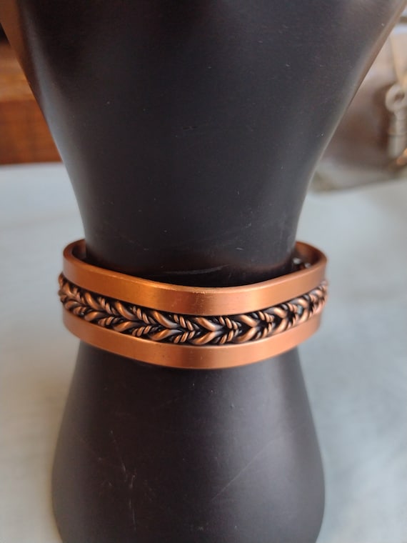 Vintage Solid Copper Hand Tooled Adjustable Cuff Brac… - Gem