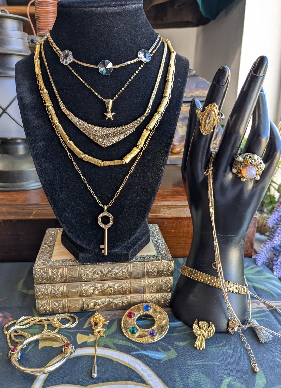 Vintage Gold Tone Crystal Jewelry Collection Lot Necklaces Bracelets ...