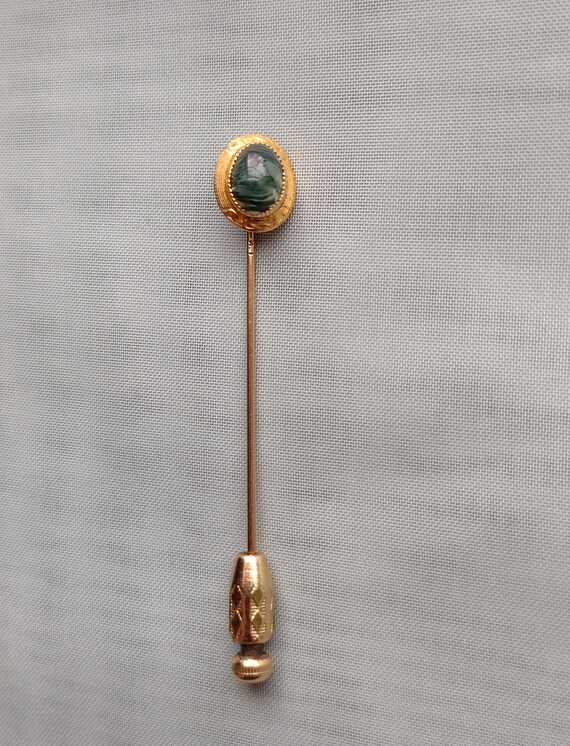 Antique 10K Yellow Solid Gold Victorian Stick Pin wit… - Gem