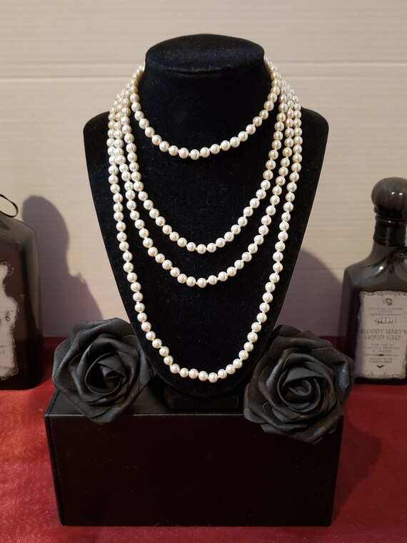 Long Single Strand of Costume Jewelry Pearls 30 Inches Gatsby | Etsy