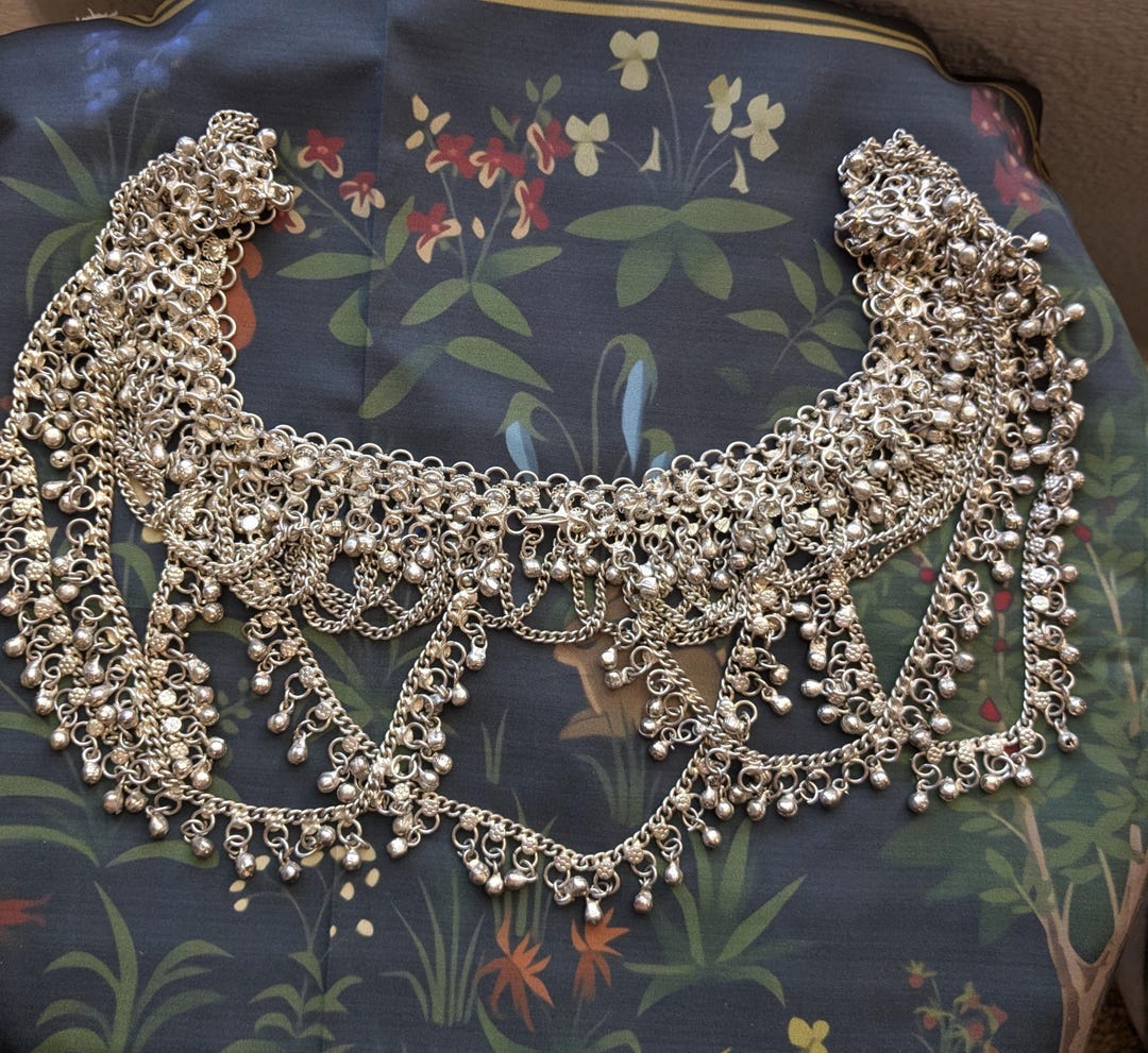 Vintage Silver Tribal Bell Jingle Belly Dancing Belt Chain Festival ...