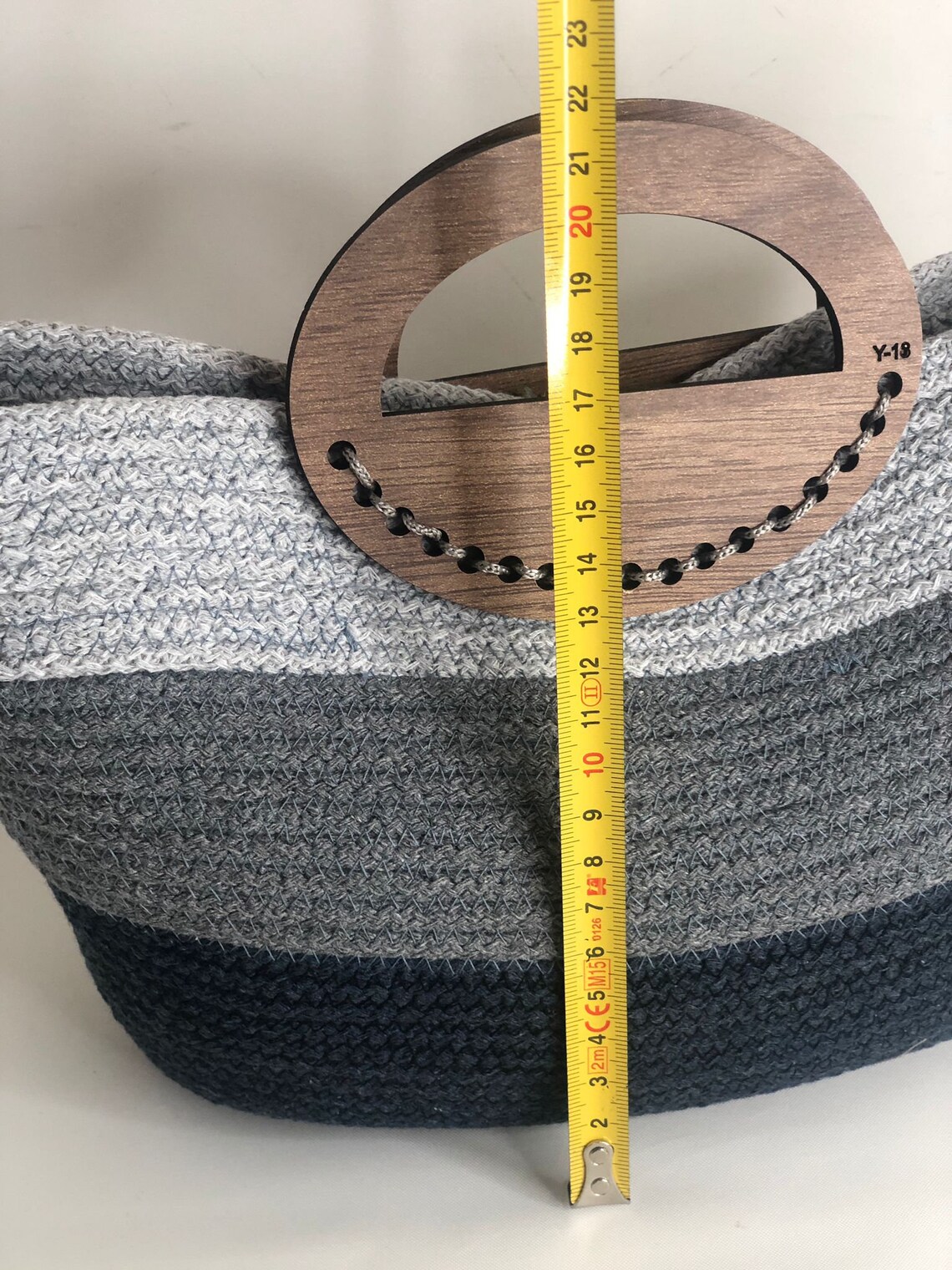 Cotton Rope Tote Bag With Wooden Handle Multi Color Tote Bag | Etsy