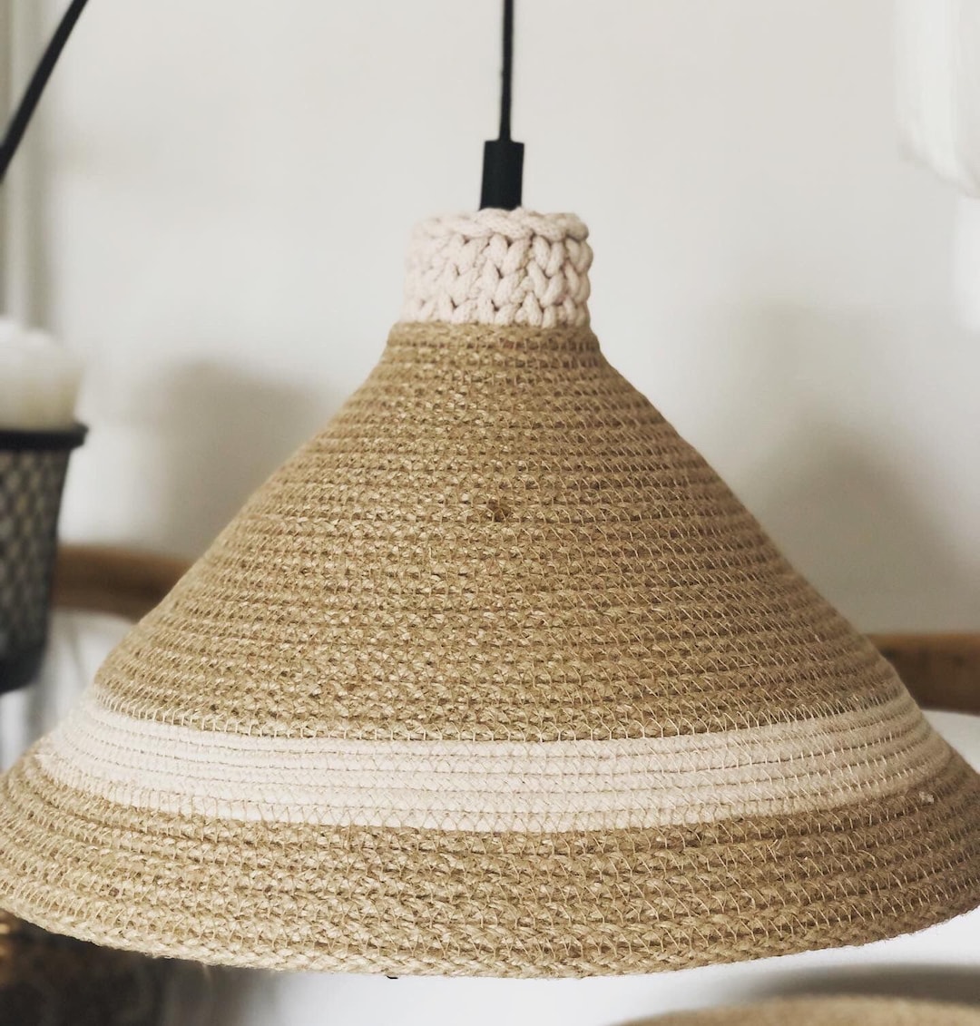 Handmade Design Pendant Lamp; Jute Cotton Lampshade; Housewarming Gift ...