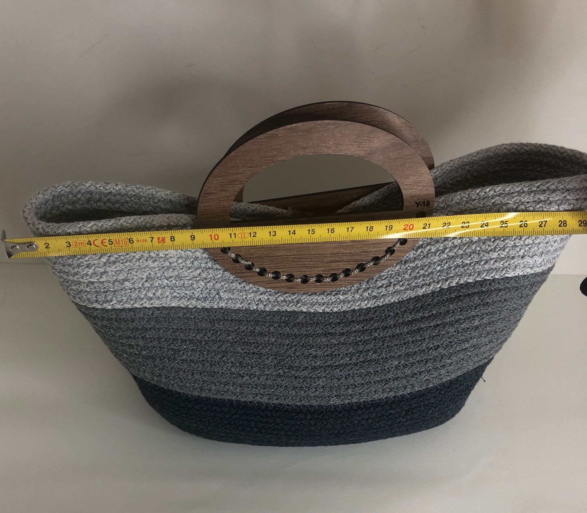 Cotton Rope Tote Bag With Wooden Handle; Multi Color Tote Bag; Wood ...