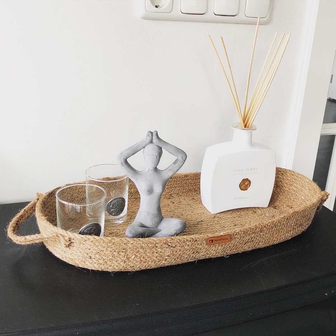 Handmade Jute Decoration Tray for Living Room, Bathroom, Office or ...