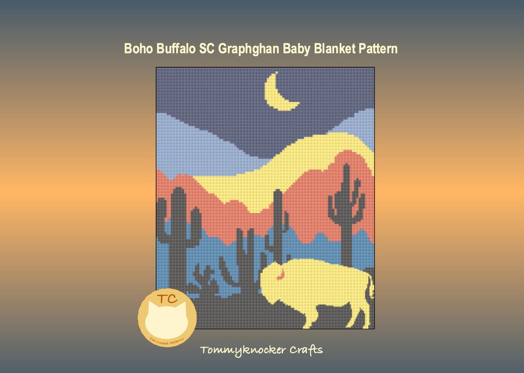 Boho Buffalo SC Baby Blanket Graphghan, Boho Desert Single Crochet ...