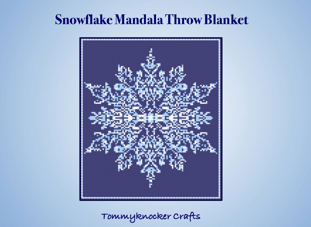 Snowflake Mandala Throw Blanket C2C Crochet Pattern, Winter Snow Corner ...