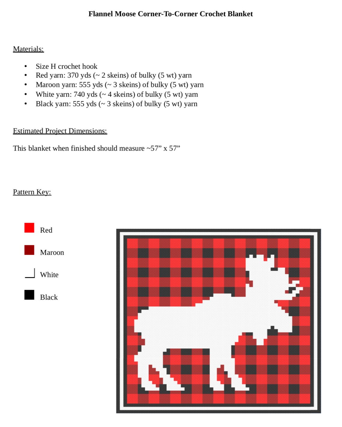 Moose C2C, Bear C2C, and Tree C2C Plaid Blanket Pattern Bundle - Etsy