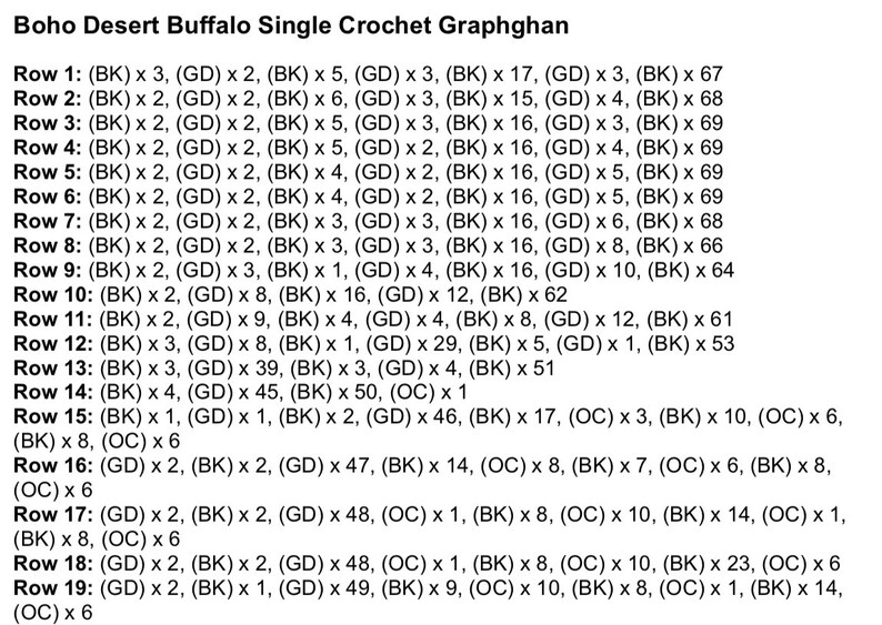 Boho Buffalo SC Baby Blanket Graphghan, Boho Desert Single Crochet ...