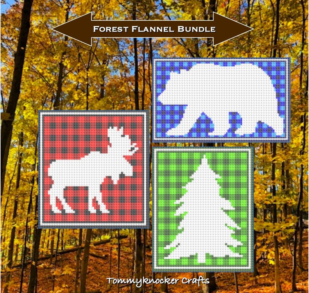 Moose C2C, Bear C2C, and Tree C2C Plaid Blanket Pattern Bundle - Etsy