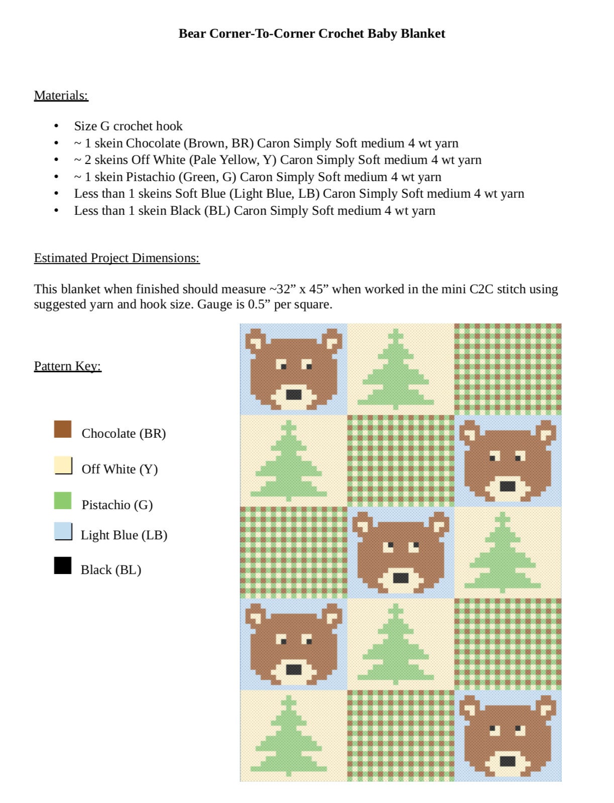 Bear C2C Baby Blanket Crochet Pattern Forest Corner-to-corner - Etsy