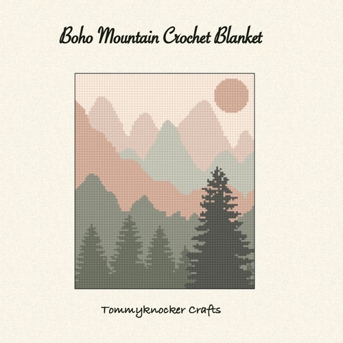 Boho Mountain C2C Crochet Throw Blanket Pattern | Etsy