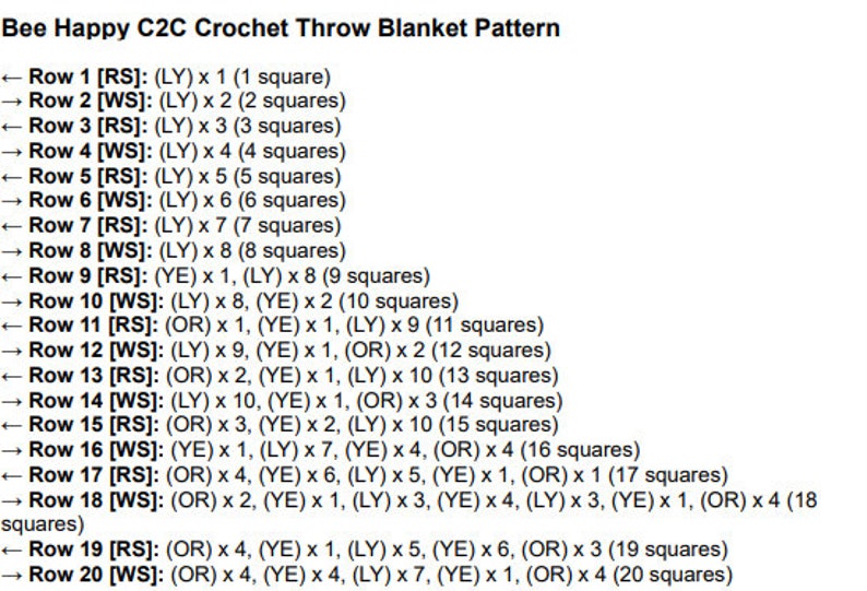 Bee Happy C2C Crochet Throw Blanket Pattern Farmhouse Cottage Core ...