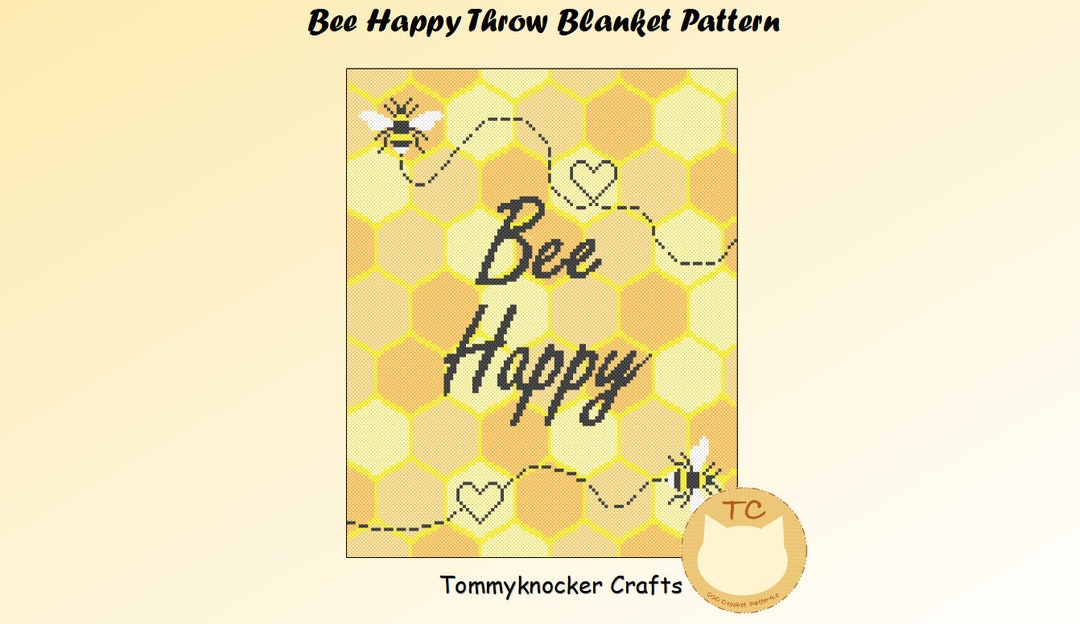 Bee Happy C2C Crochet Throw Blanket Pattern - Farmhouse Cottage Core ...