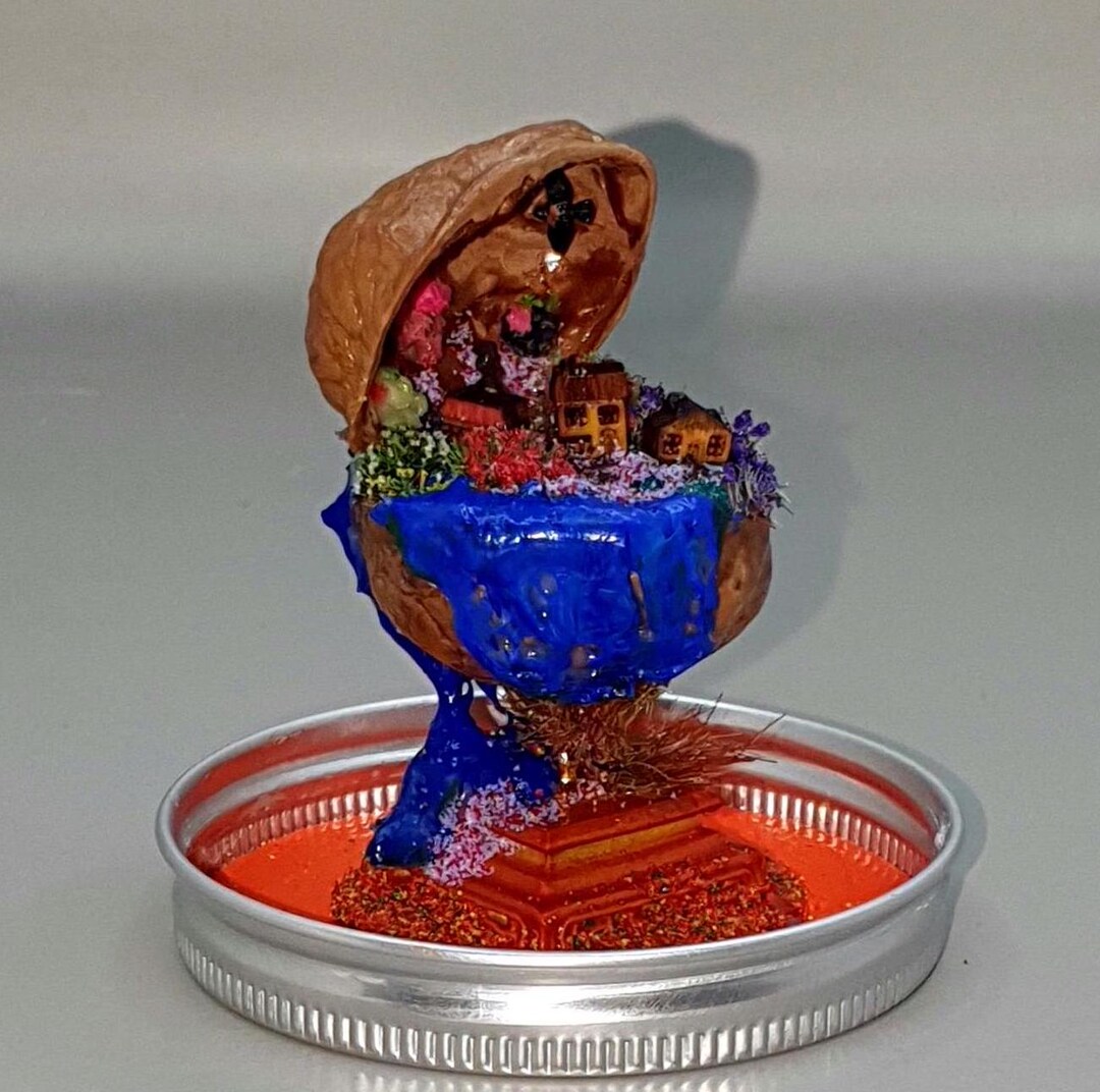 Tiny Houses in a Nutshell, Walnut Shell Diorama Ornament, Mini Fantasy ...