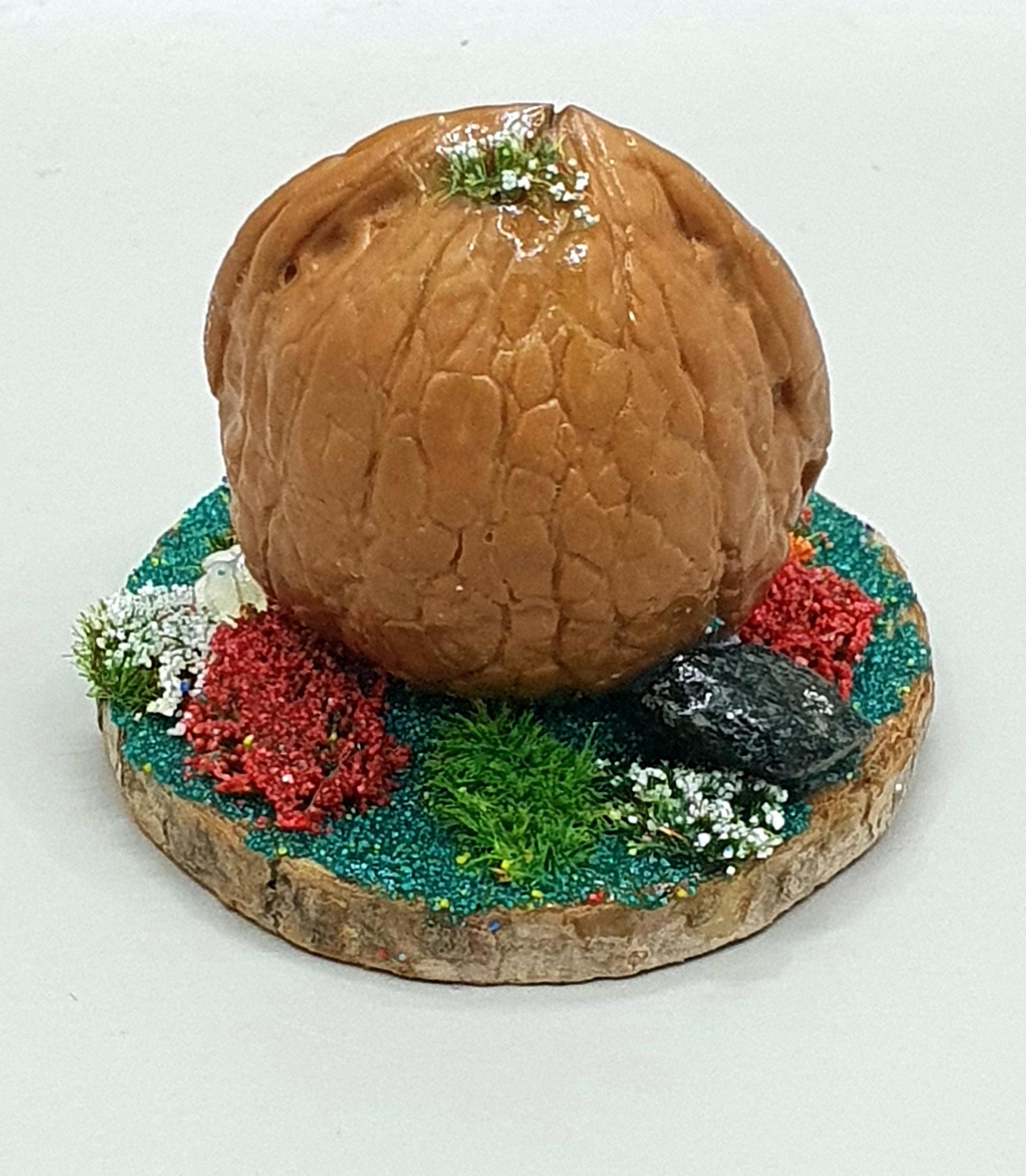 Tiny Dinosaur in a Nutshell, Stegosaurus Miniature Diorama, Walnut ...