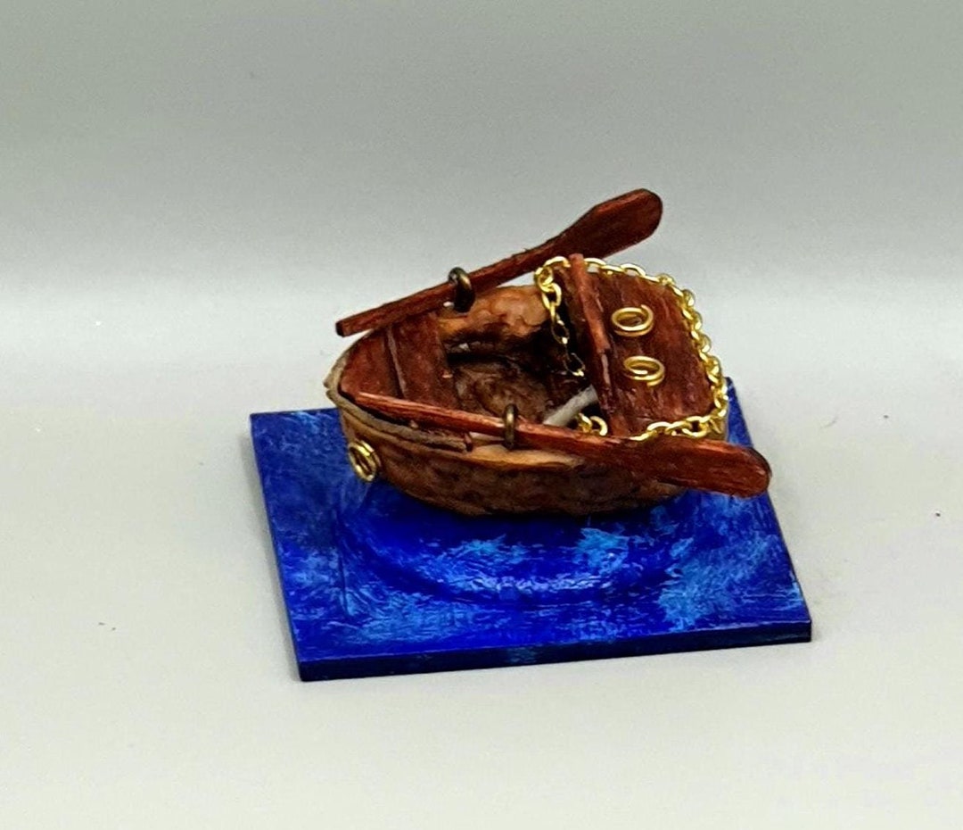 Rowing Boat Walnut Shell Miniature Boat Ornament, Nautical Decor ...
