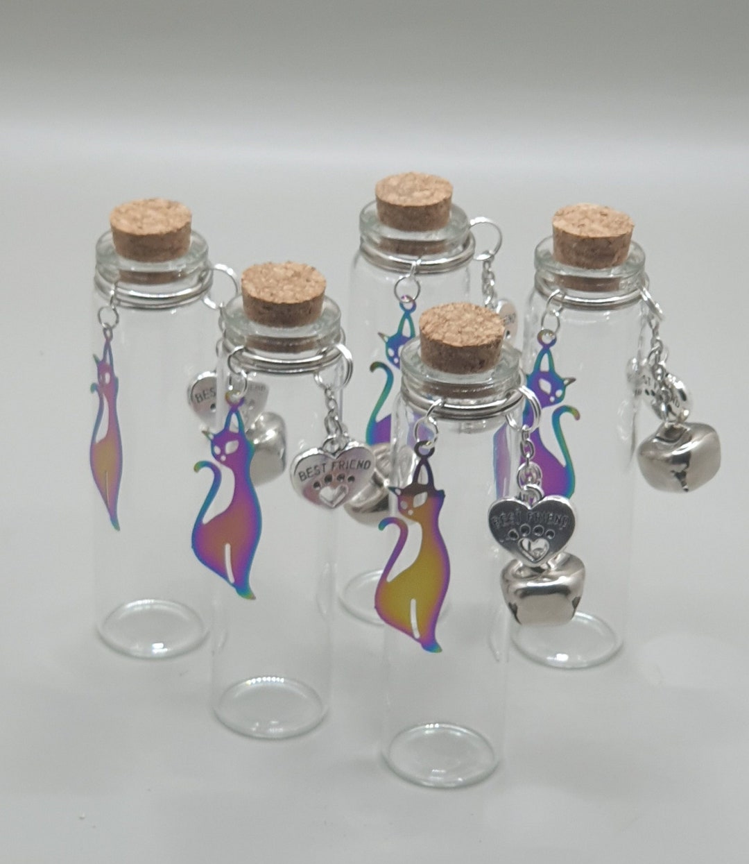 Cat Fur Holder, Whisker Keeper, Metallic Rainbow Cat Glass Bottle Urn ...