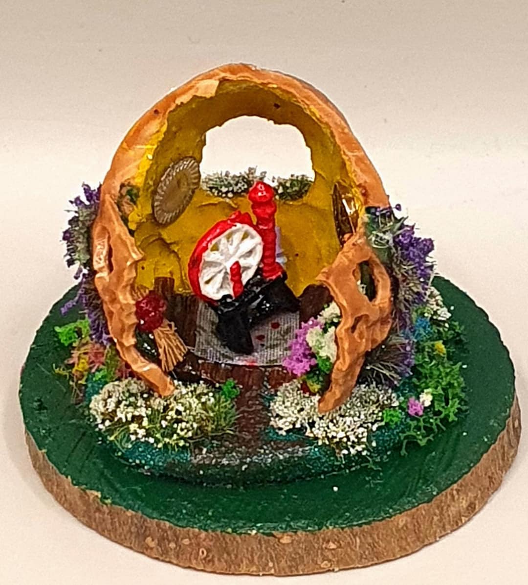 Walnut Shell Miniature Welsh Cottage Diorama, Spinning Wheel Gifts ...