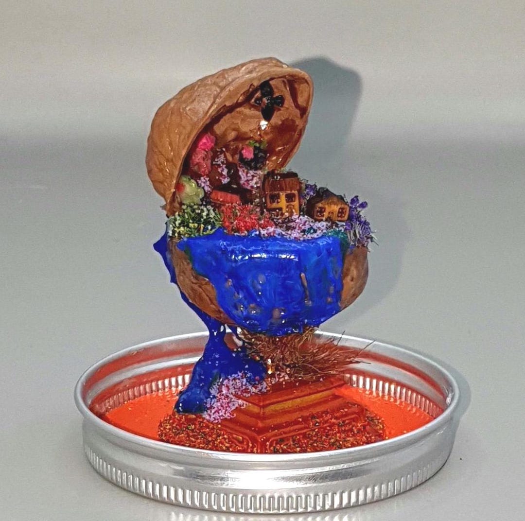 Walnut Shell Miniature House Diorama, Tiny Fantasy World in a Nutshell ...