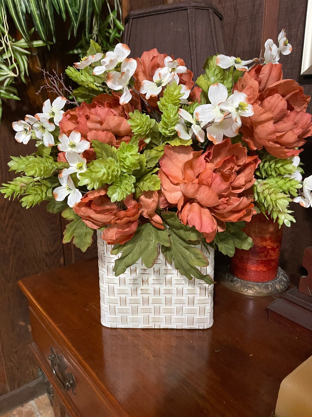 Rustic Hanging Basket With Dogwood. - Etsy