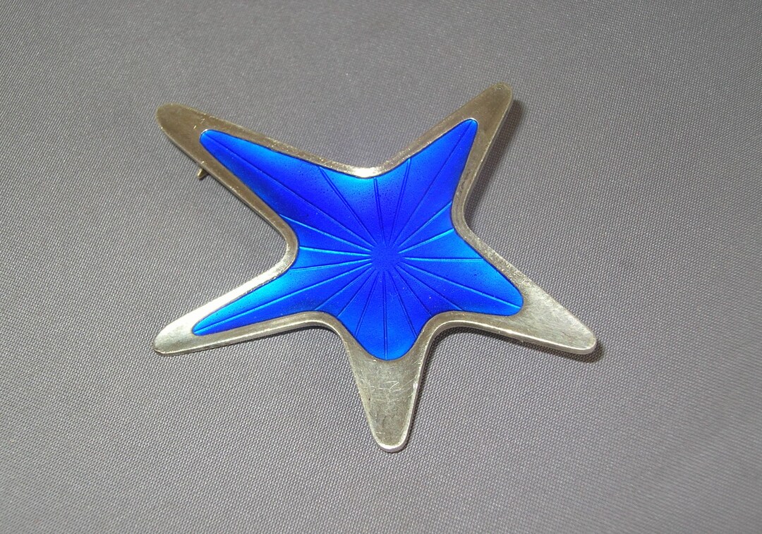 MEKA Denmark Sterling Silver Cobalt Blue Guilloche Enamel Modernist ...