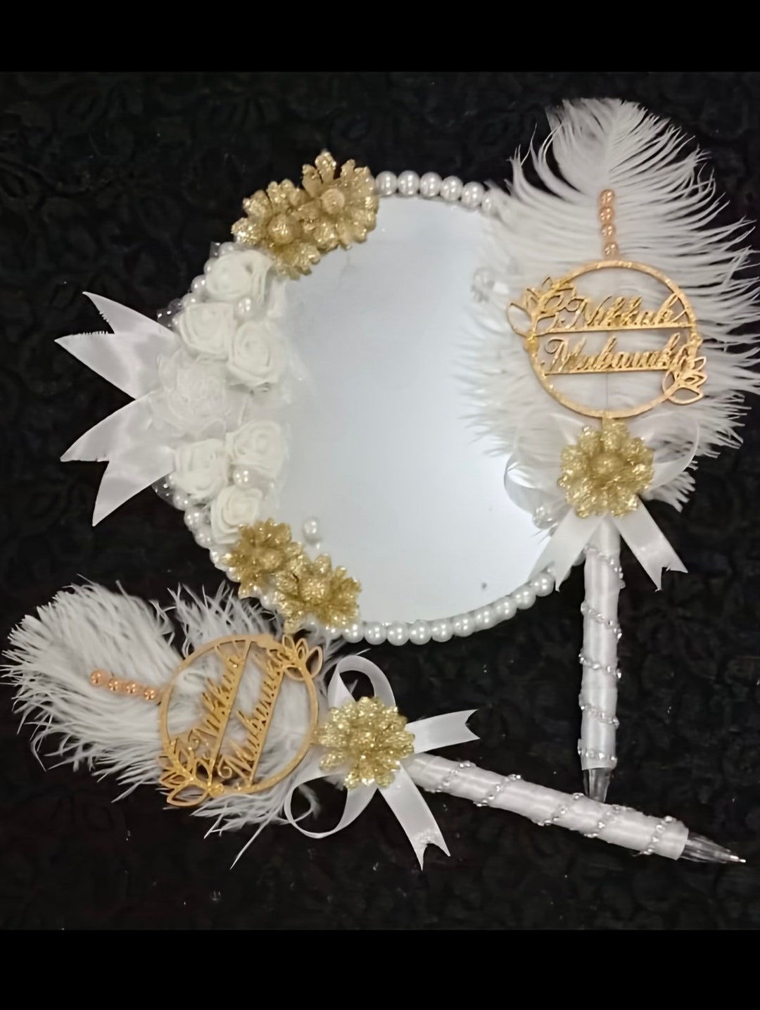 Nikah Ring Tray With Feather Pen Wedding Pen -wedding Ceremony Muslim ...