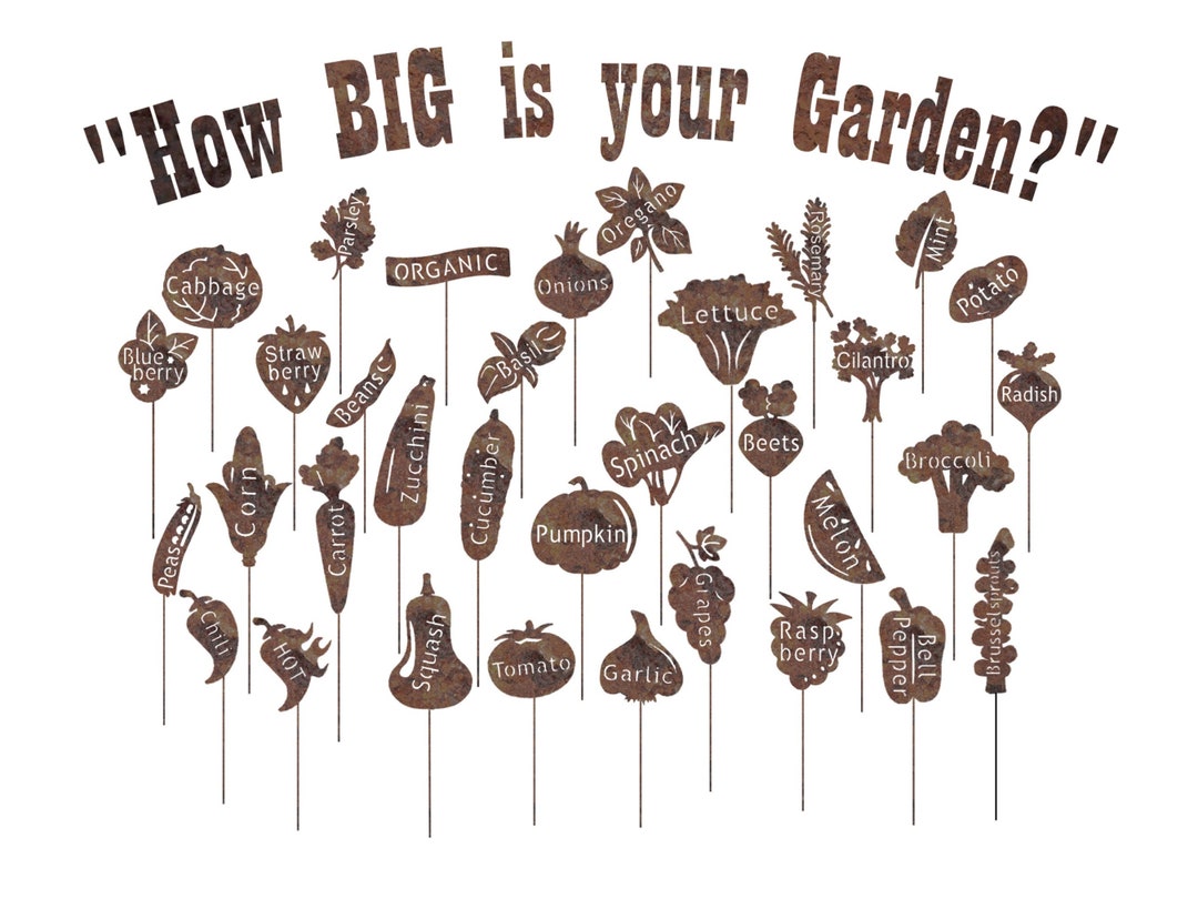 Vegetable Garden Markers Complete Set, Rusty Metal Plant Signs - Etsy