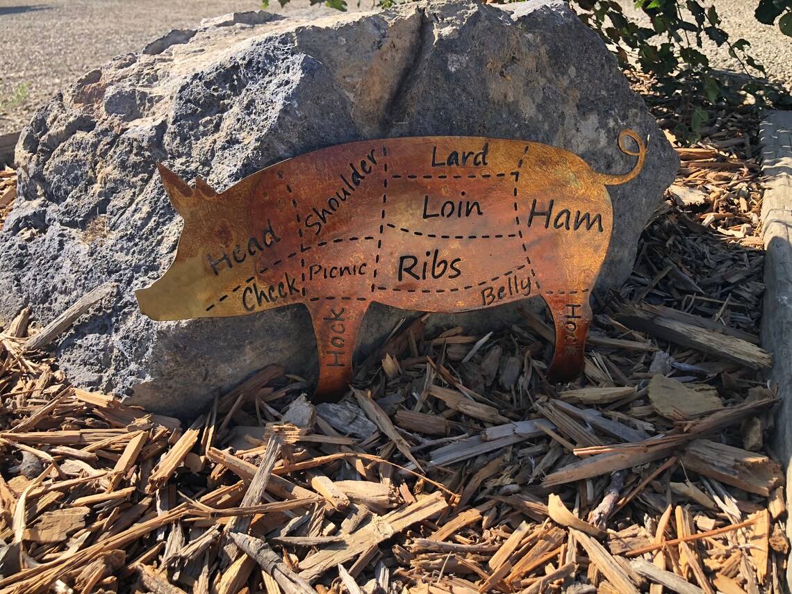 Cuts of Pork | Rustic Metal Pig | BBQ Signs | Bacon - Etsy
