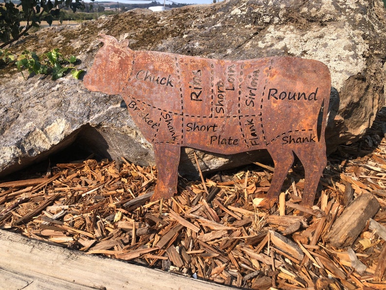 Cuts of Beef | Rustic BBQ Cow | Metal Farm Signs | BEEF - Etsy