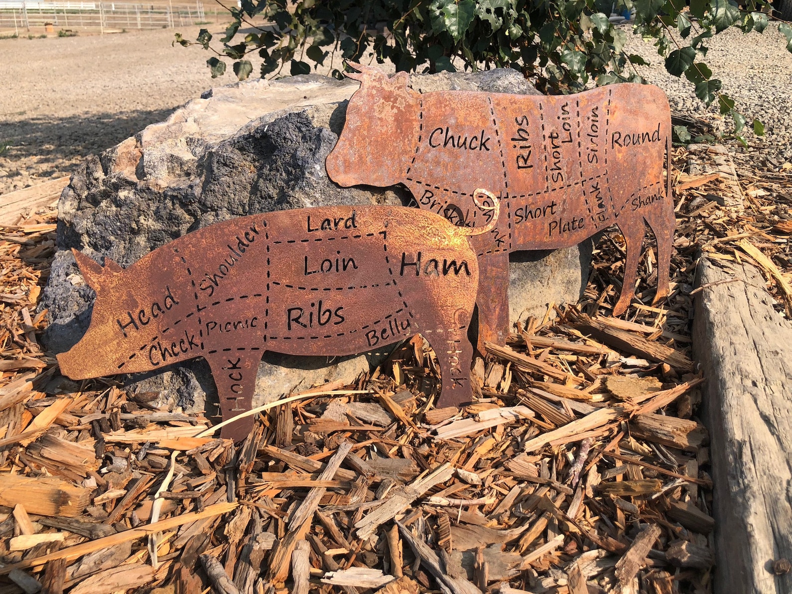 Cuts of Pork | Rustic Metal Pig | BBQ Signs | Bacon - Etsy
