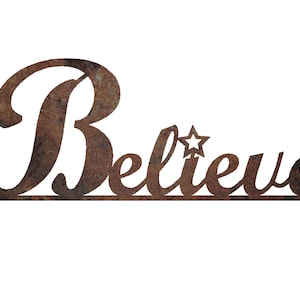 Rustic Metal Sign | Believe Sign for the Holidays | Xmas Yard Art - Etsy