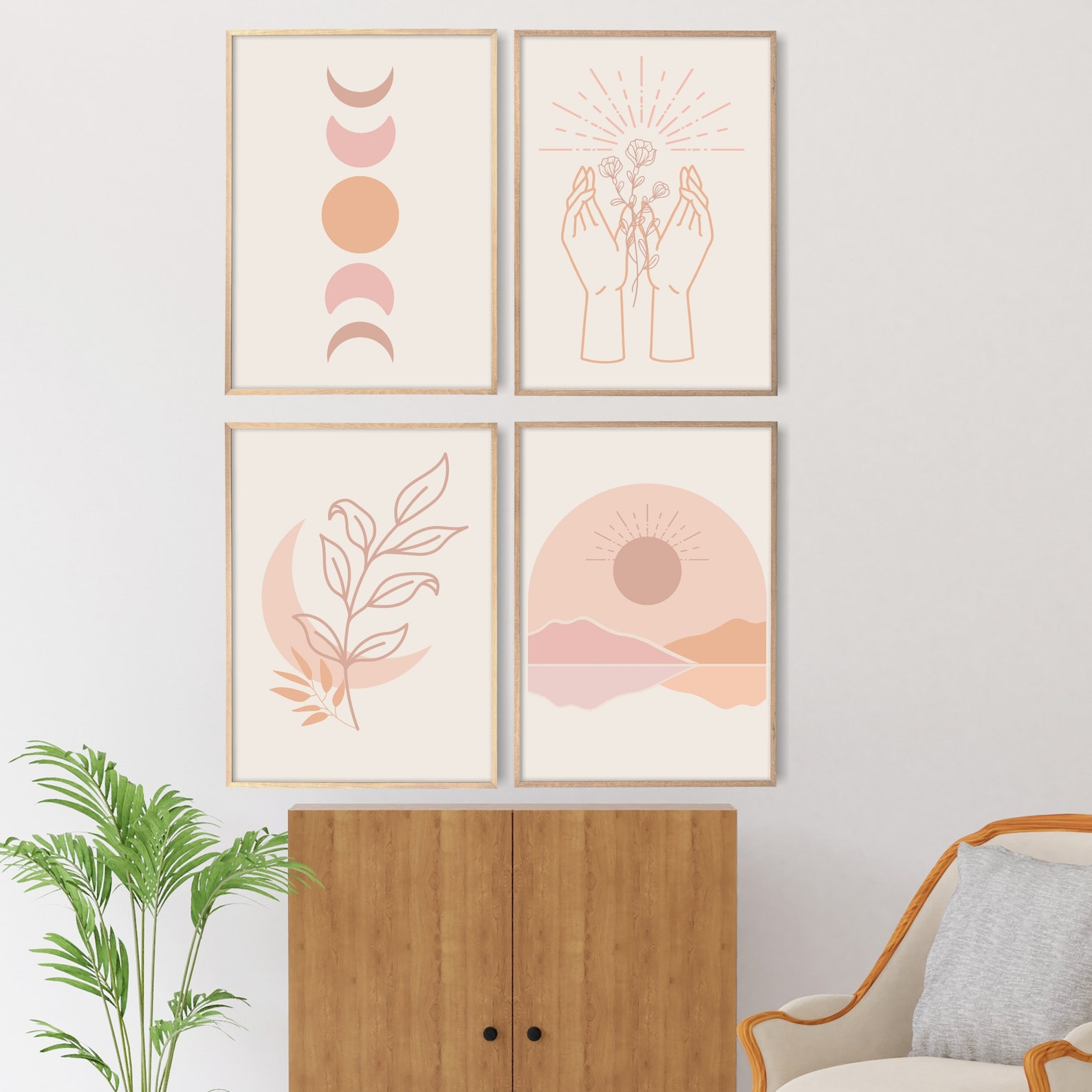 Set of 4 Minimal Boho Prints Modern Gallery Wall Decor - Etsy