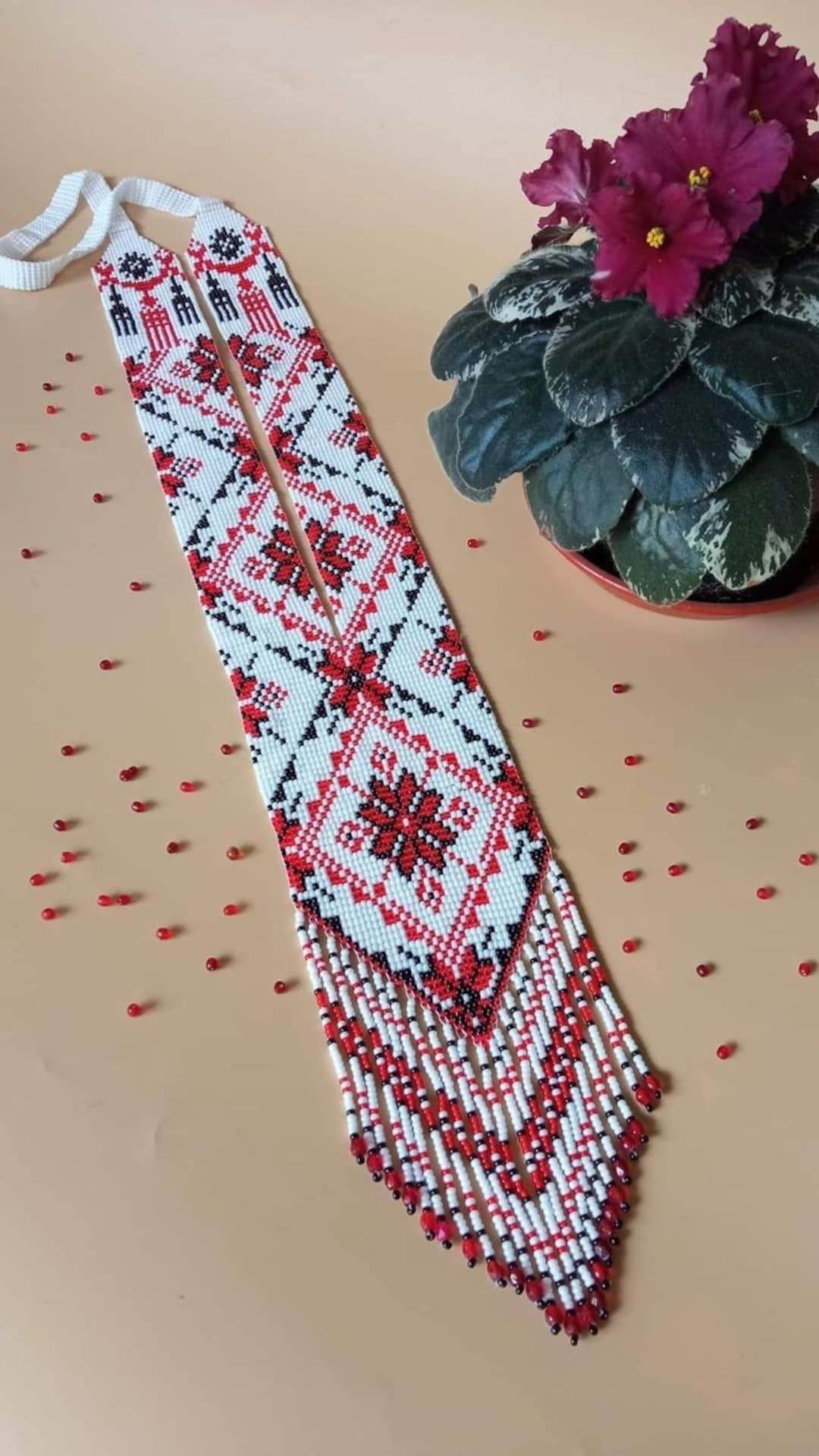 Ukrainian Necklace/ethnic Woven Beaded Necklace Gerdan With National ...