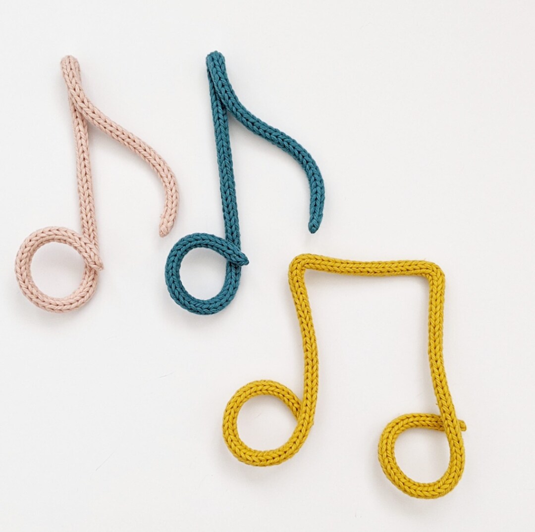 Small Musical Notes - Knitted Wire Shape Signs to Hang on Kid's Bedroom ...