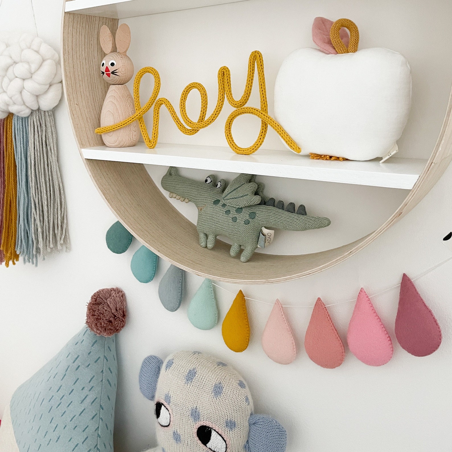 Hey Knitted Rope Sign Scandi Style Wire Word Wall Hanging / - Etsy